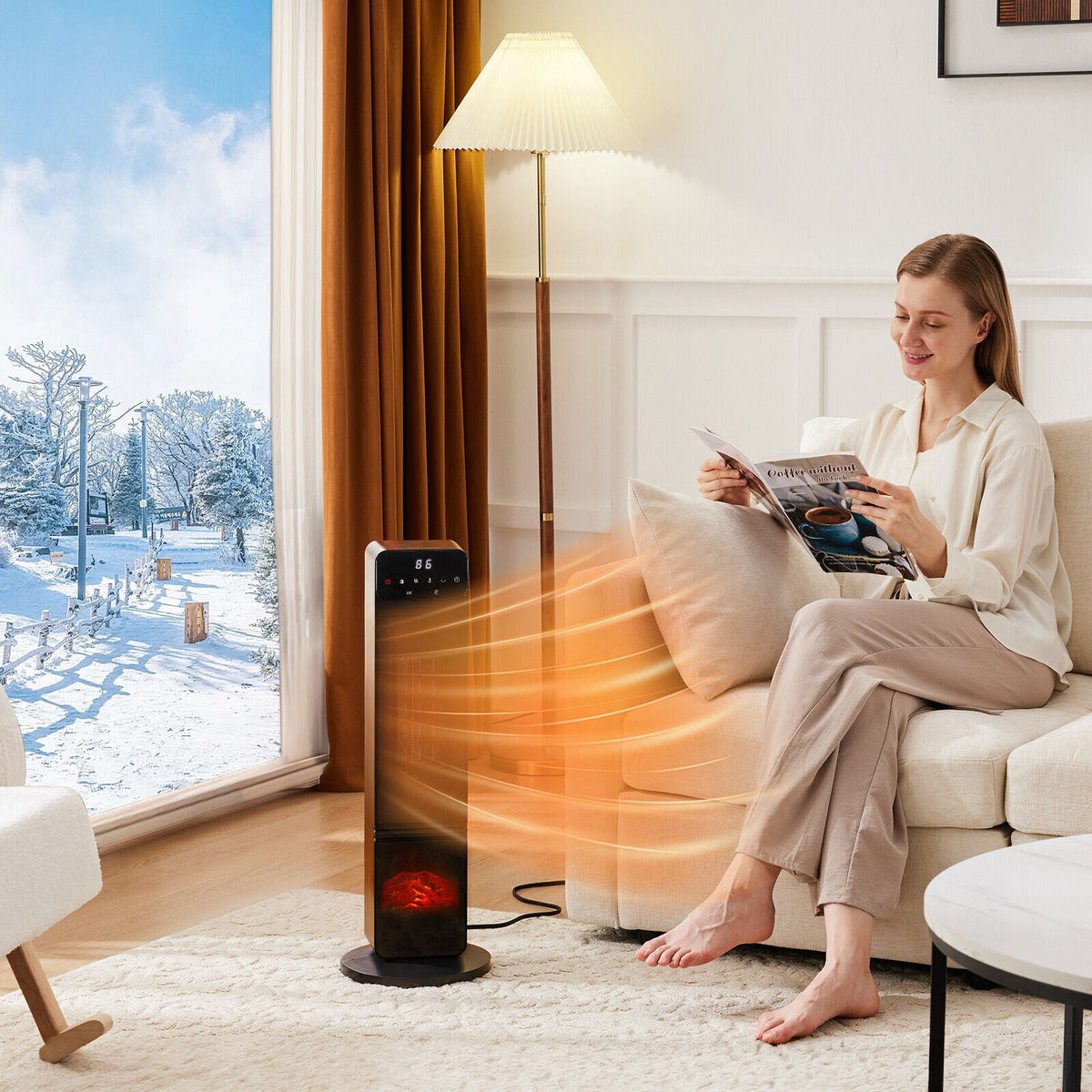 1500W Space Heater Electric Tower w/Remote Control, Adjustable Thermos ...