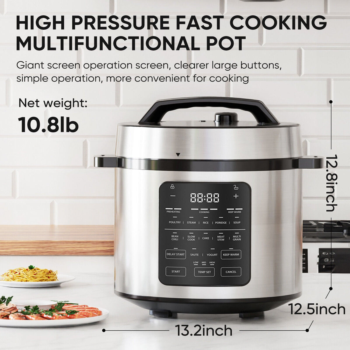 6 Qt 12-in-1 Pressure Cooker Rice Cooker - Multi-Cooker with Bonus Acc ...
