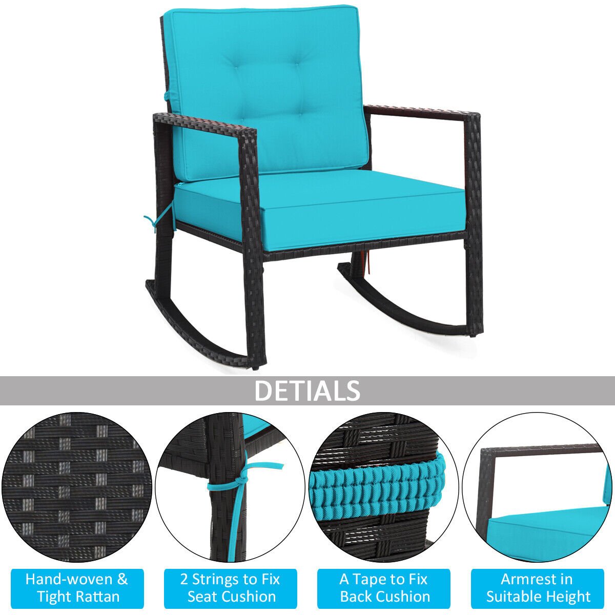 Rattan Rocker Outdoors Chair With Breathable Cushions – Gadfever